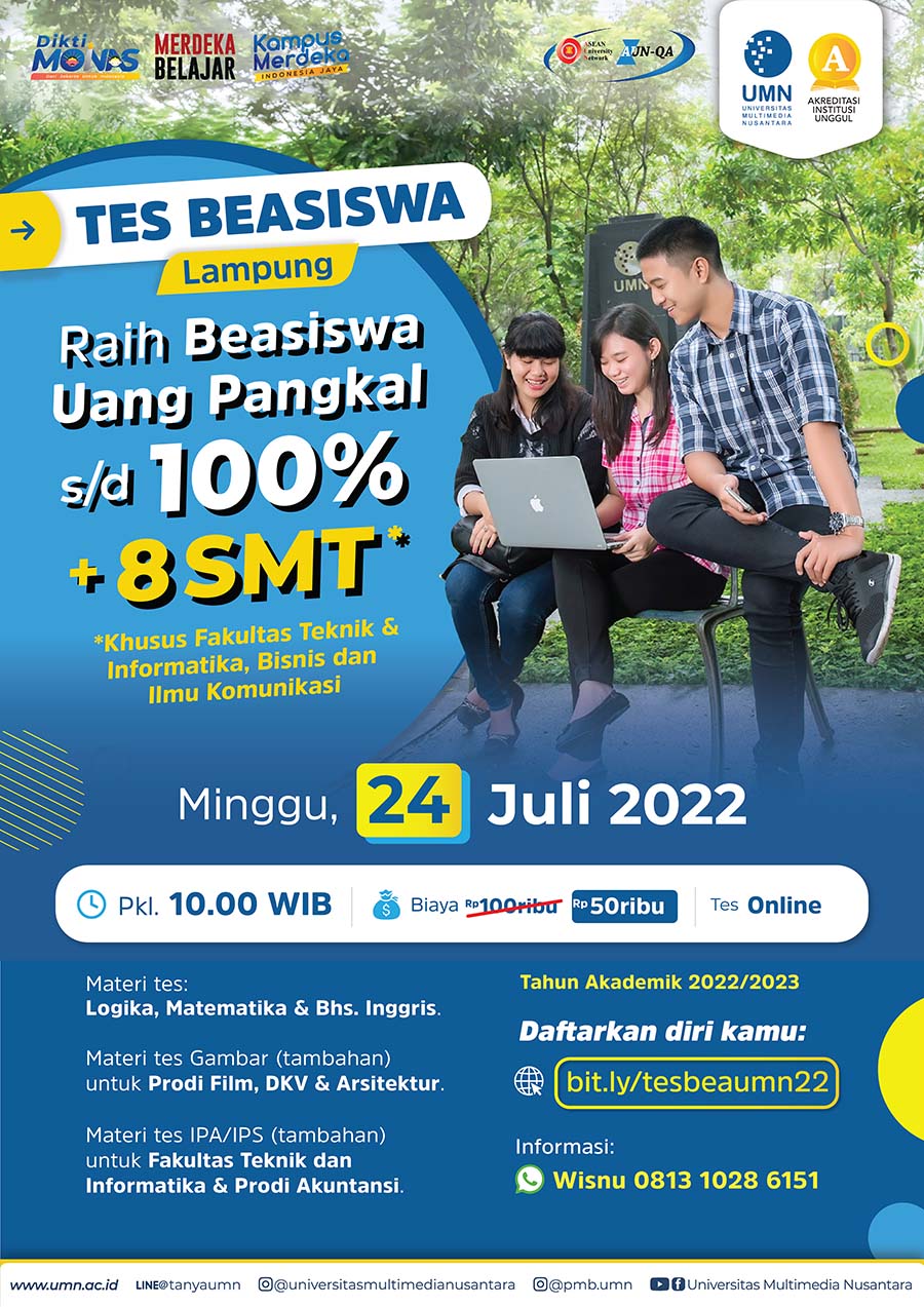 Tes Beasiswa Online Lampung – 24 Juli 2022 | Universitas Multimedia ...